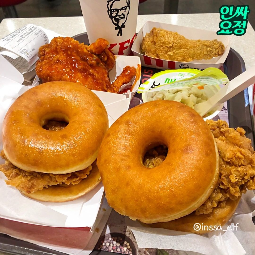 이슈유머 던킨kfc 콜라보 버거 실물